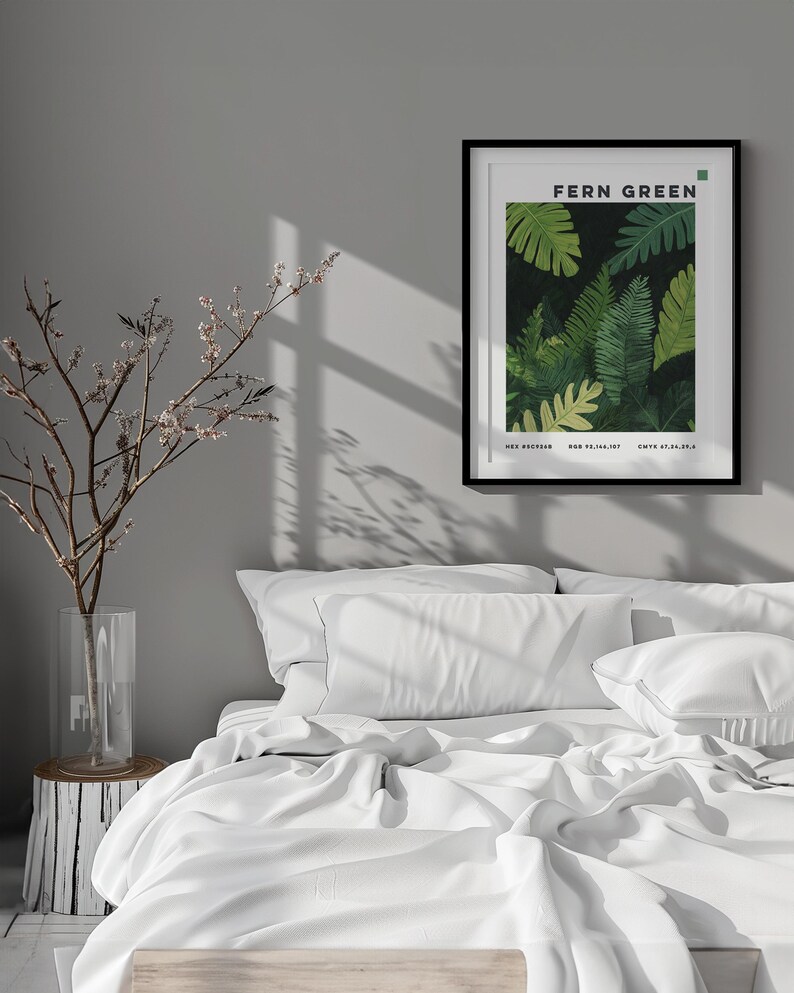 Fern Green Color Palette Poster, Minimalist Botanical Wall Art ...