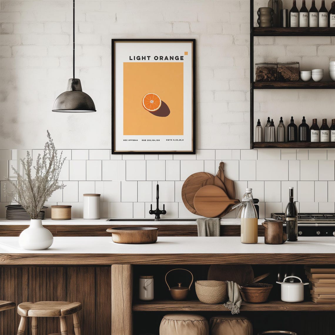 Modern Light Orange Color Palette Poster, Minimalist Fruit Wall Art ...