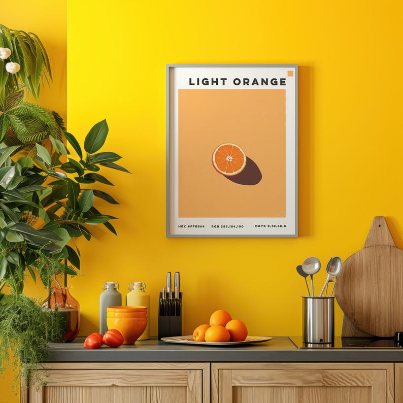 Modern Light Orange Color Palette Poster, Minimalist Fruit Wall Art ...