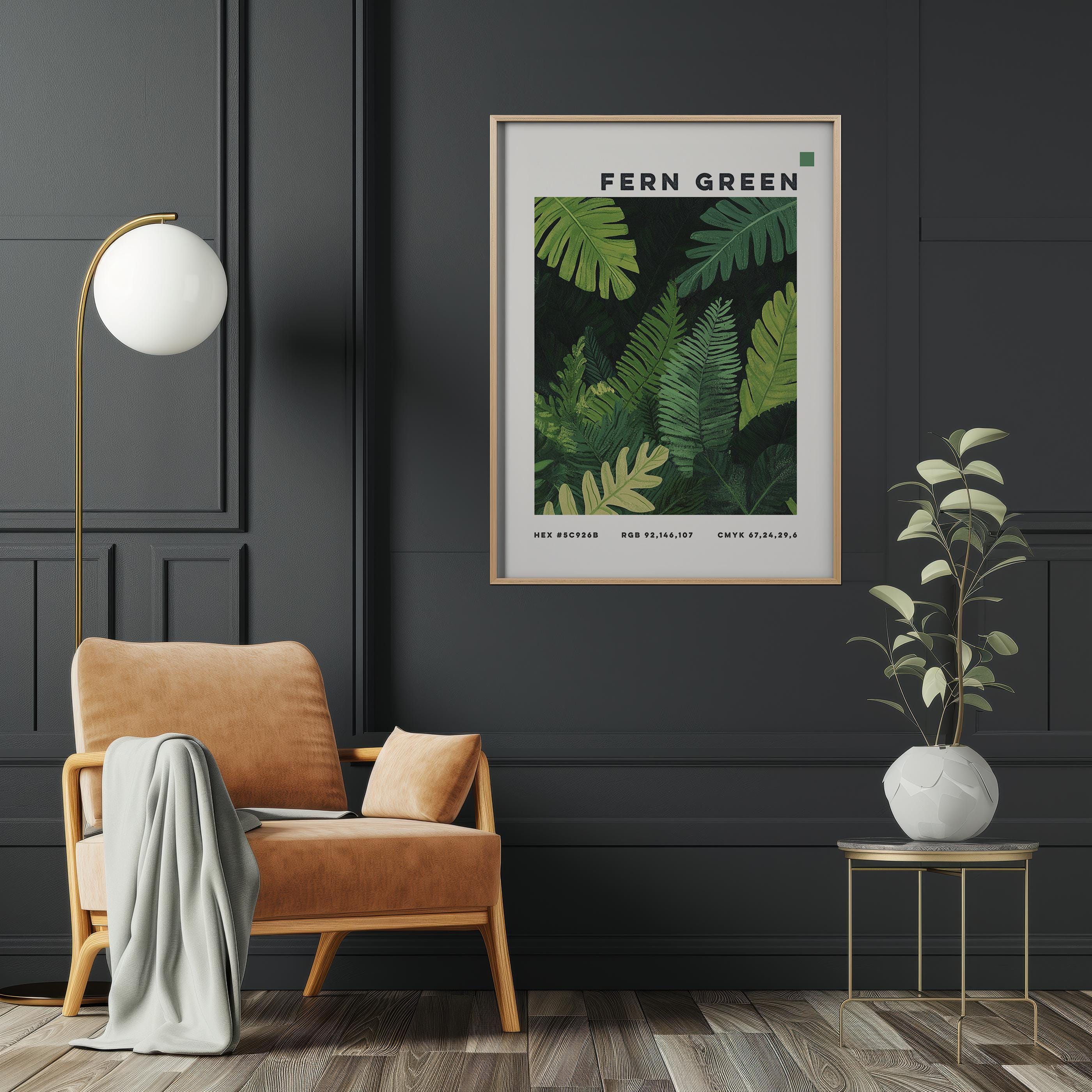 Fern Green Color Palette Poster, Minimalist Botanical Wall Art ...