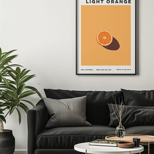 Modern Light Orange Color Palette Poster, Minimalist Fruit Wall Art, Aesthetic Kitchen Decor ...