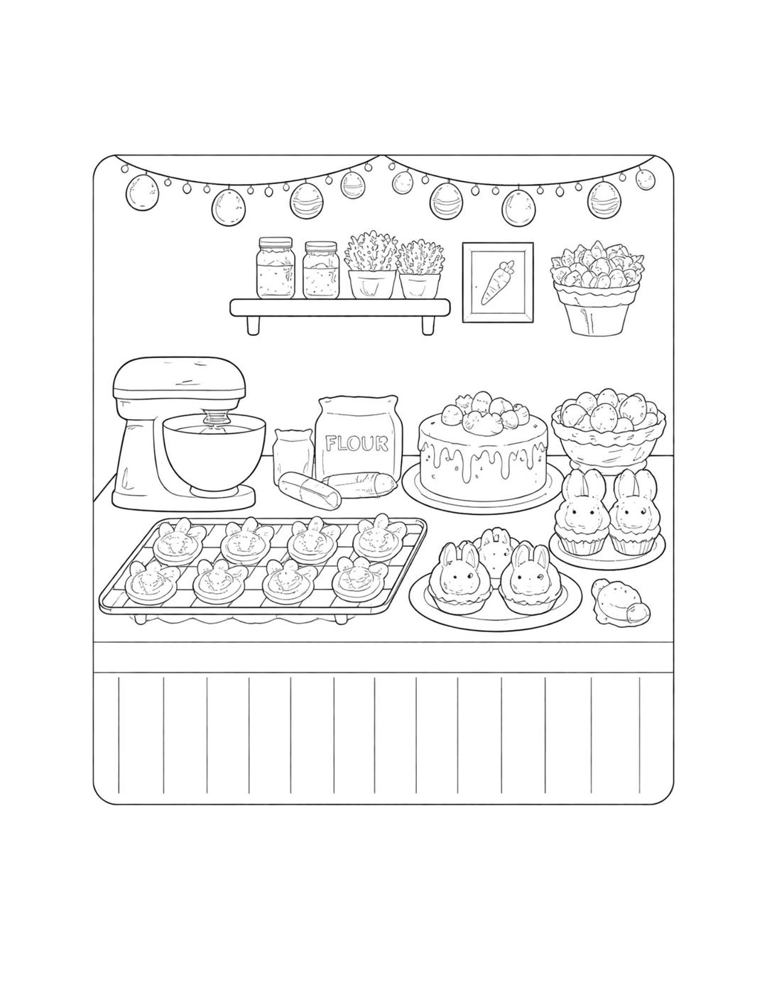 Sweet Easter Baking Coloring Page| Fun Easter Kitchen and Cooking ...