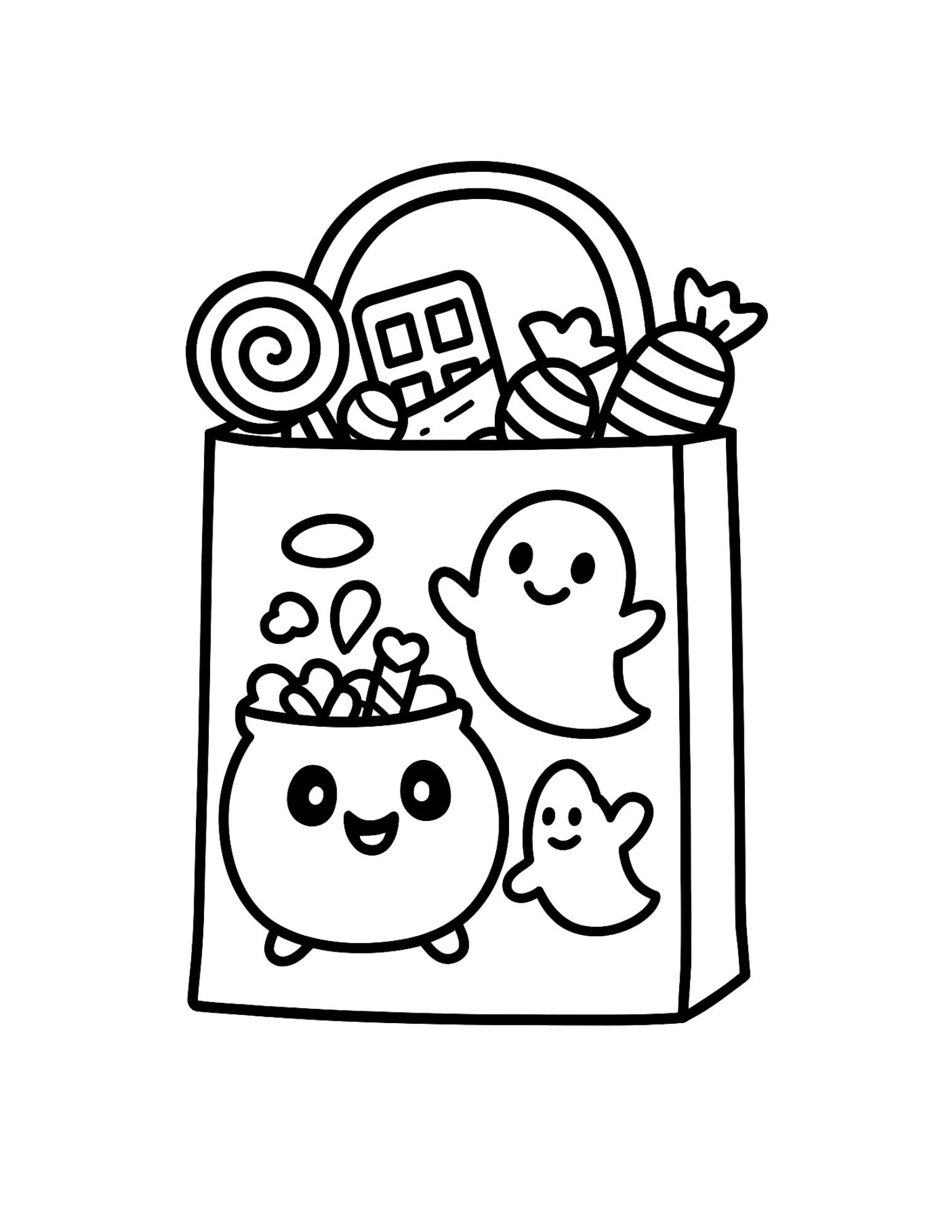 Cute Halloween Candy Bag Coloring Page | Printable Kids Activity ...