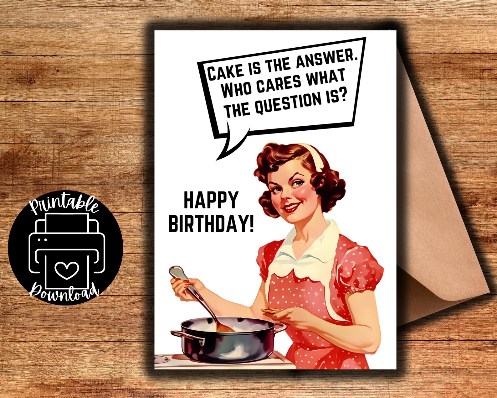 Printable Cake Pun Birthday Card, Funny Greeting Card, Digital Download ...