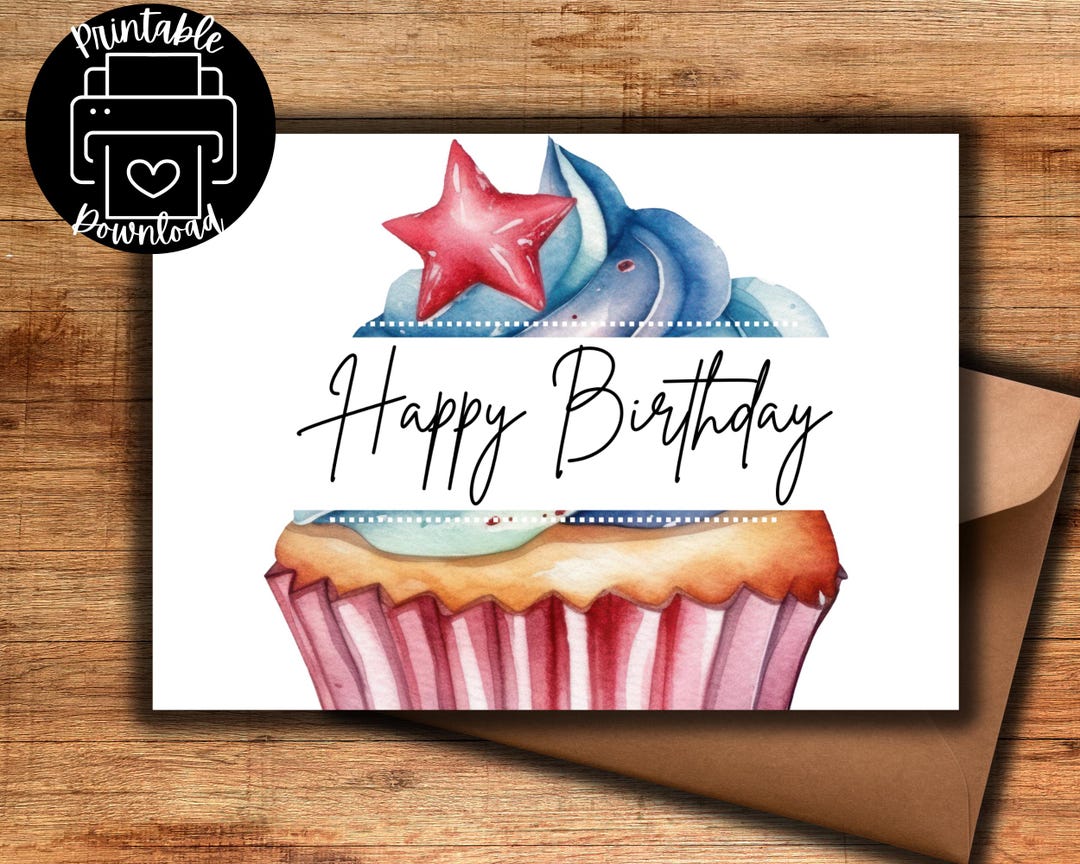 Printable Cupcake Birthday Card | Digital Greeting Card Download ...