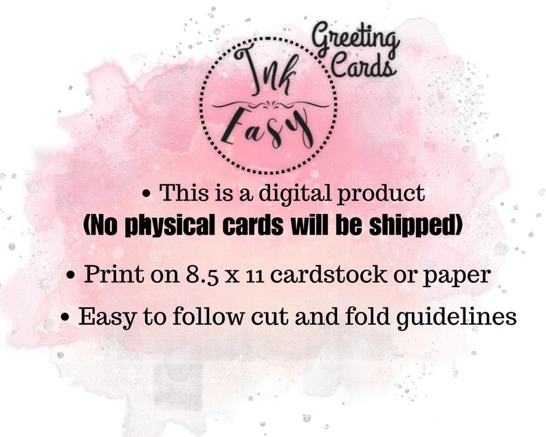 Printable Thank You Card | Digital Thank You Note | Print at Home 7"x5 ...
