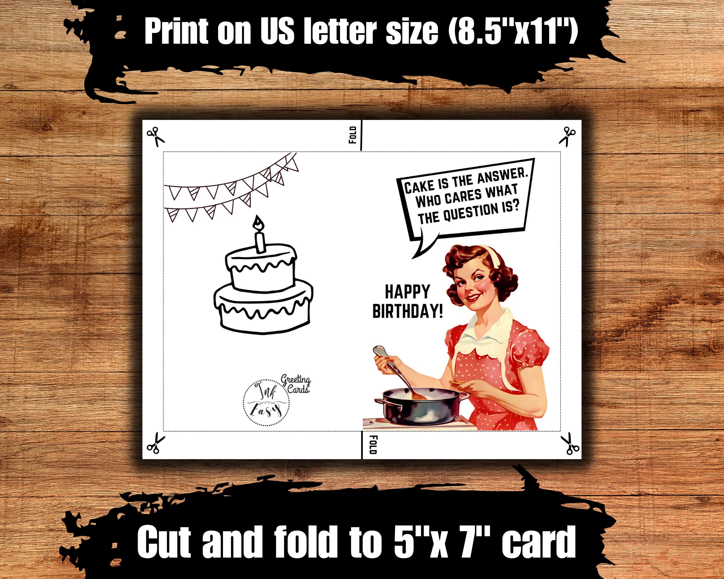Printable Cake Pun Birthday Card, Funny Greeting Card, Digital Download ...