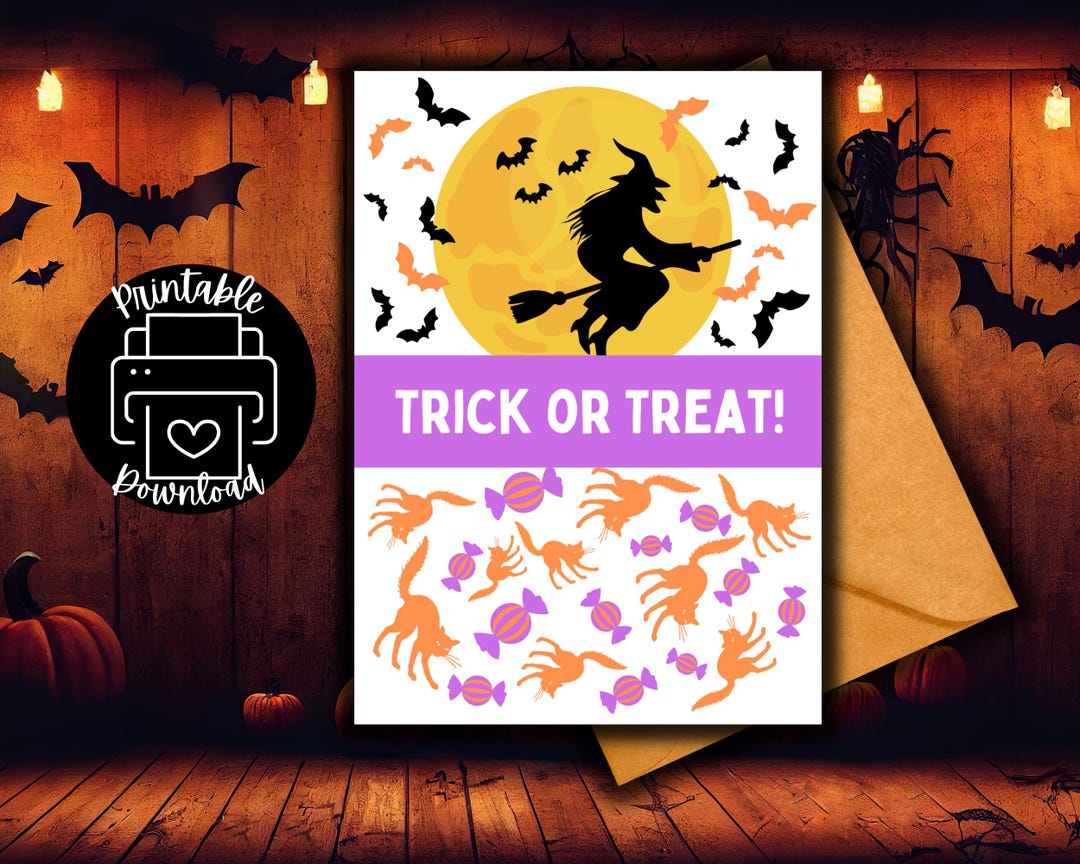 Printable Trick or Treat Halloween Greeting Card| Spooky Card| Digital ...