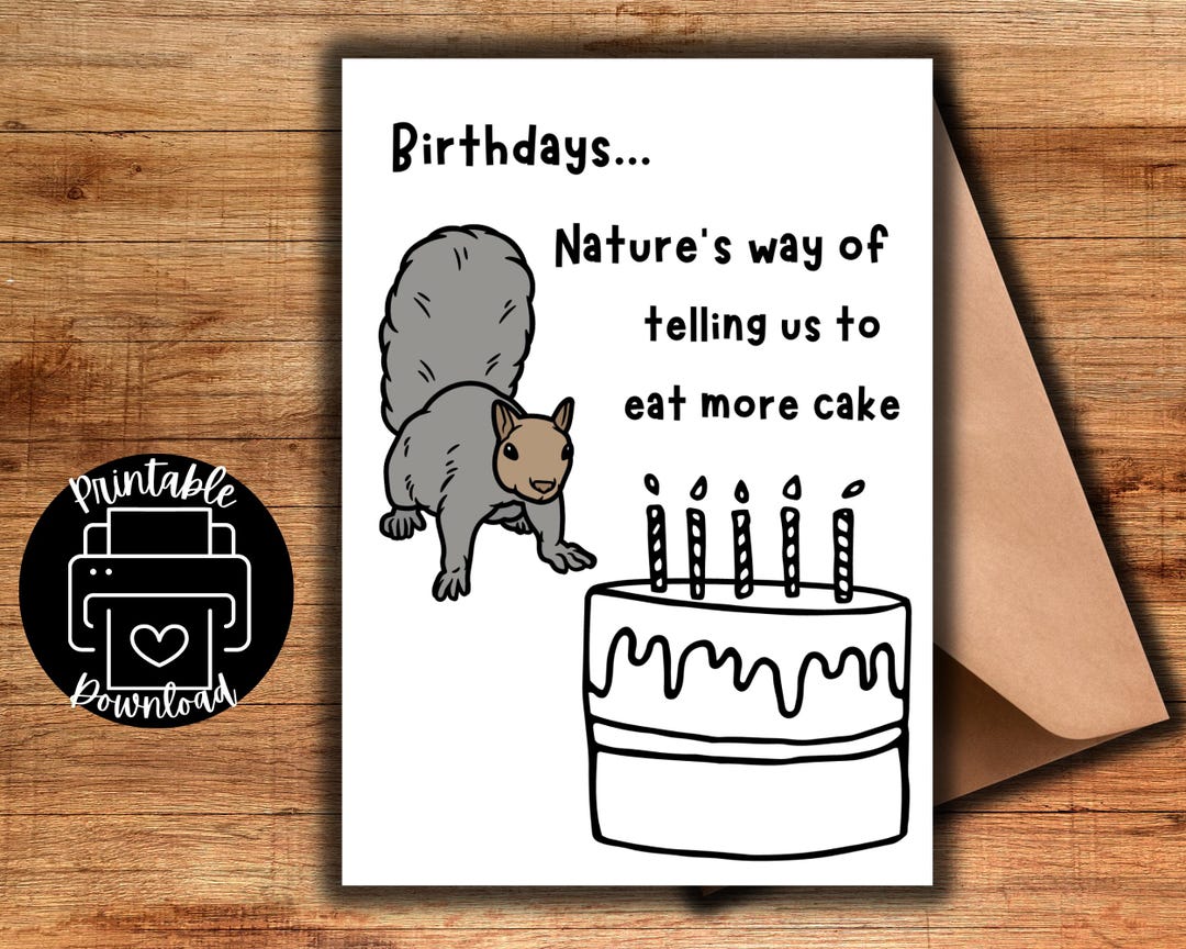 Printable Funny Animal Birthday Card, Funny Greeting Card, Digital ...