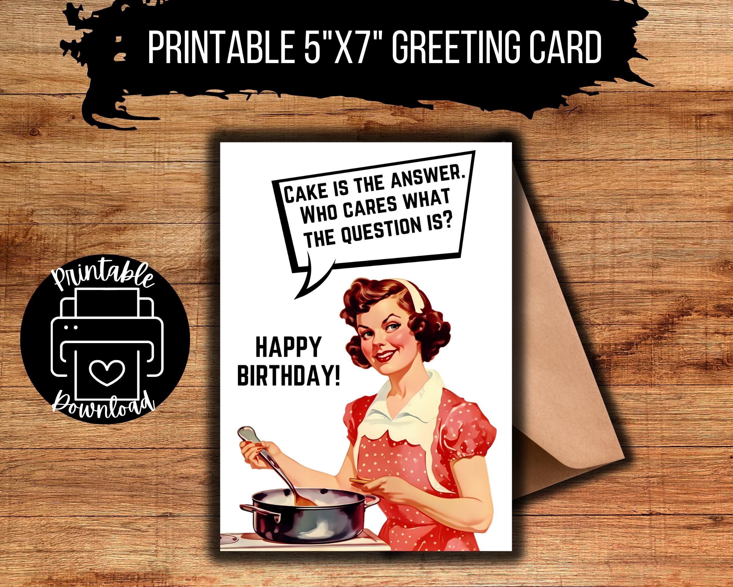 Printable Cake Pun Birthday Card, Funny Greeting Card, Digital Download ...
