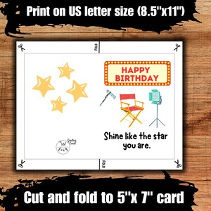 Movie Star Birthday Card, Digital Greeting Card Download, Print at Home ...