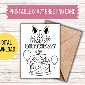 Birthday Cake Coloring Card, DIY Cards for Kids, Happy Birthday ...
