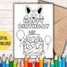 Birthday Cake Coloring Card, DIY Cards for Kids, Happy Birthday ...