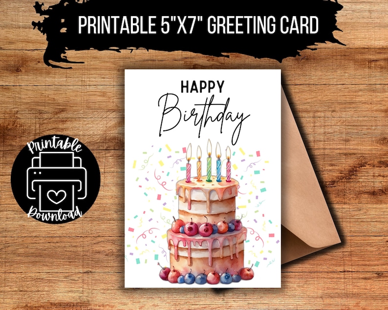 Printable Cake Themed Birthday Card| Digital Greeting Card| for Sister ...