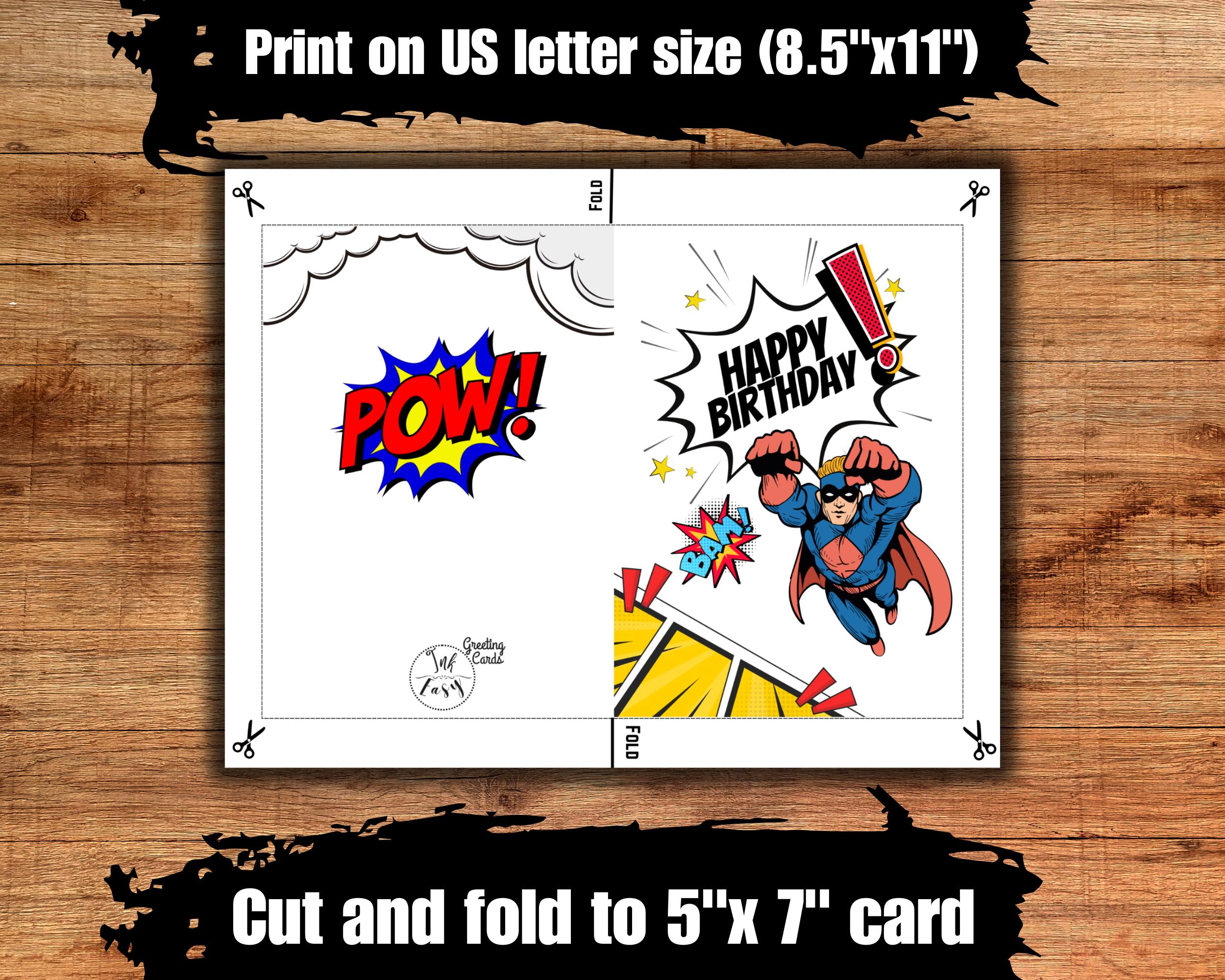 Superhero Birthday Card for Kids, Printable Greeting Card, Digital ...