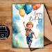 Printable Balloon Birthday Card| Birthday Card for Kids| Digital ...