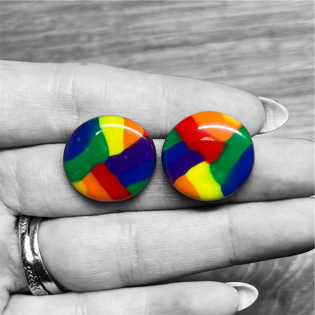 Color Wheel Earrings – One of a Kind Rainbow Delight - Etsy