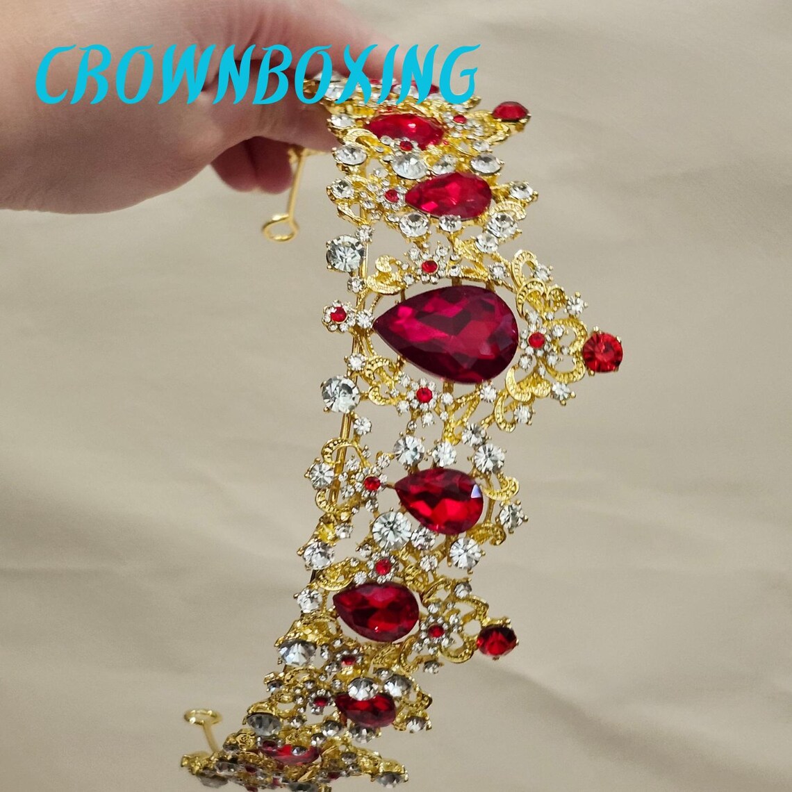 Red Crystal Tiara Wedding Crown Hair Accessory Baroque Bridal ...