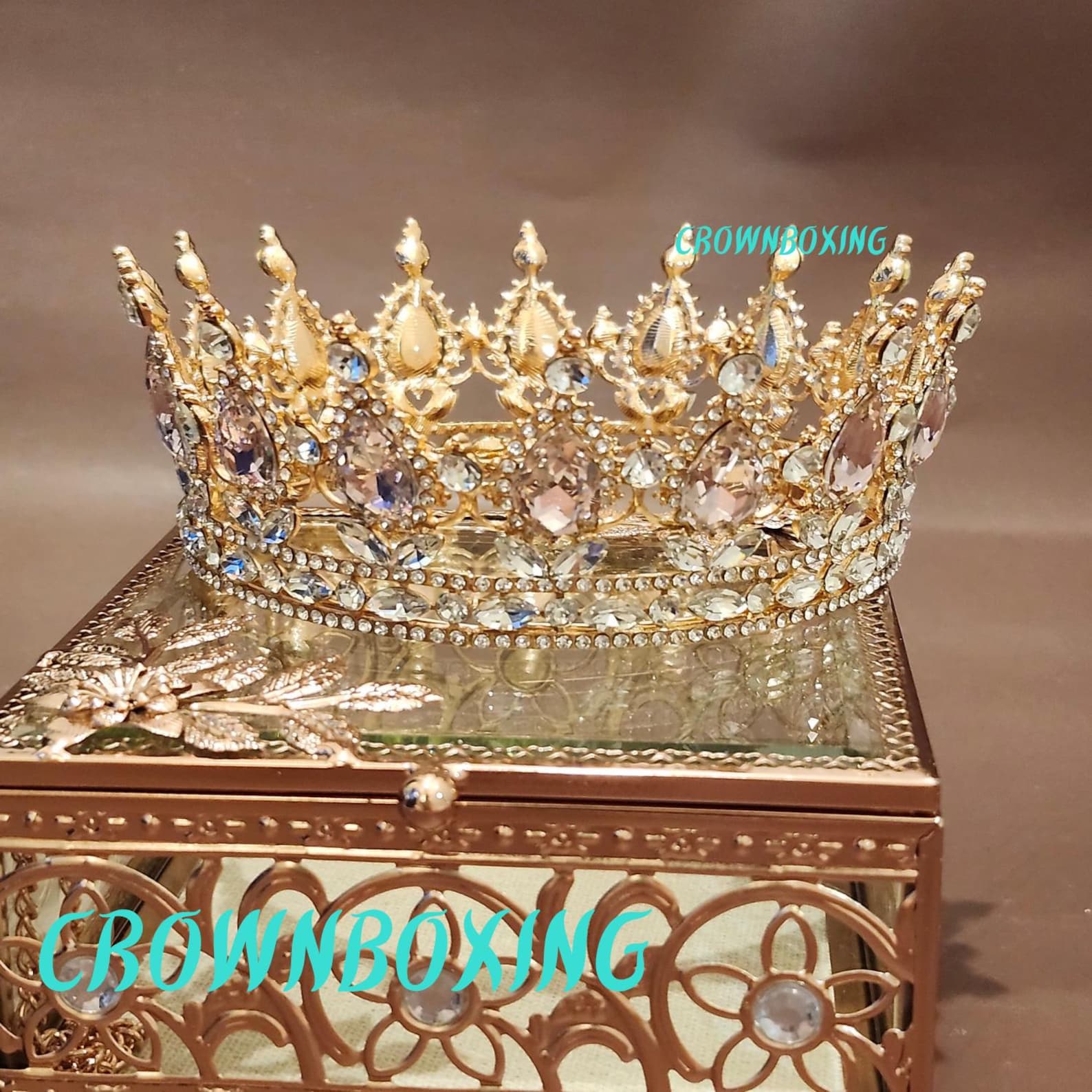 Pink Crystal Rose Gold Romantic Princess Crown, Vintage Bridal Crown ...