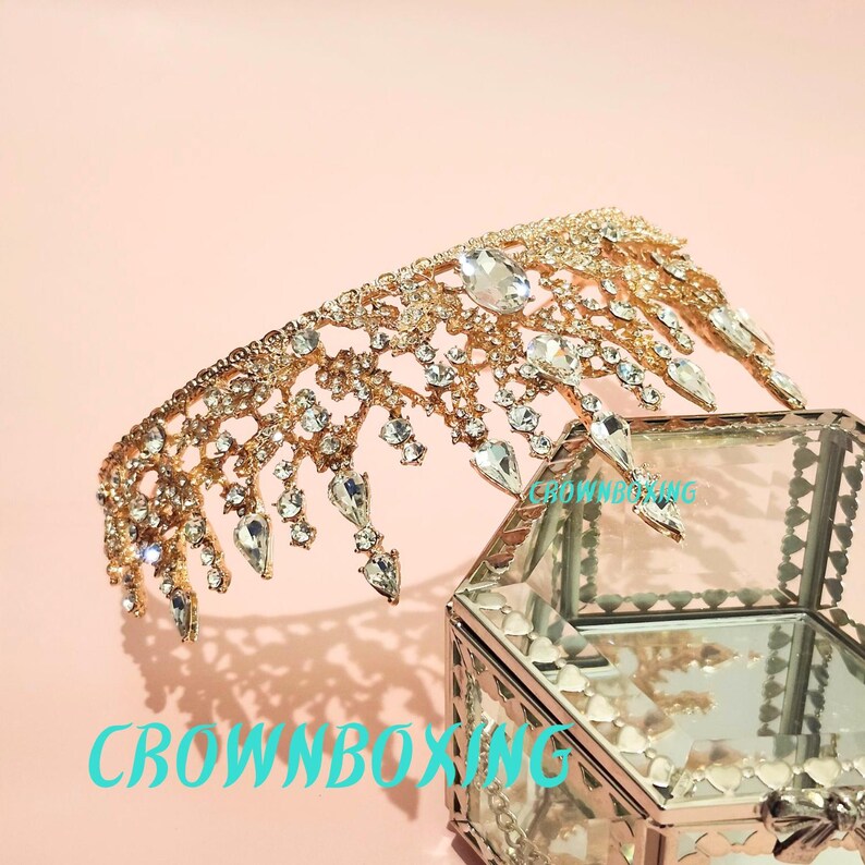 Queen Crown, Princess Gold Tiara and Crown, Wedding Crown Crystal ...