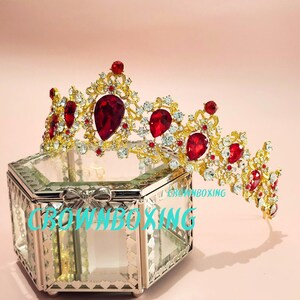 Red Tiara, Queen Red Crown,victorian Tiara, Bridal Headband, Princess ...
