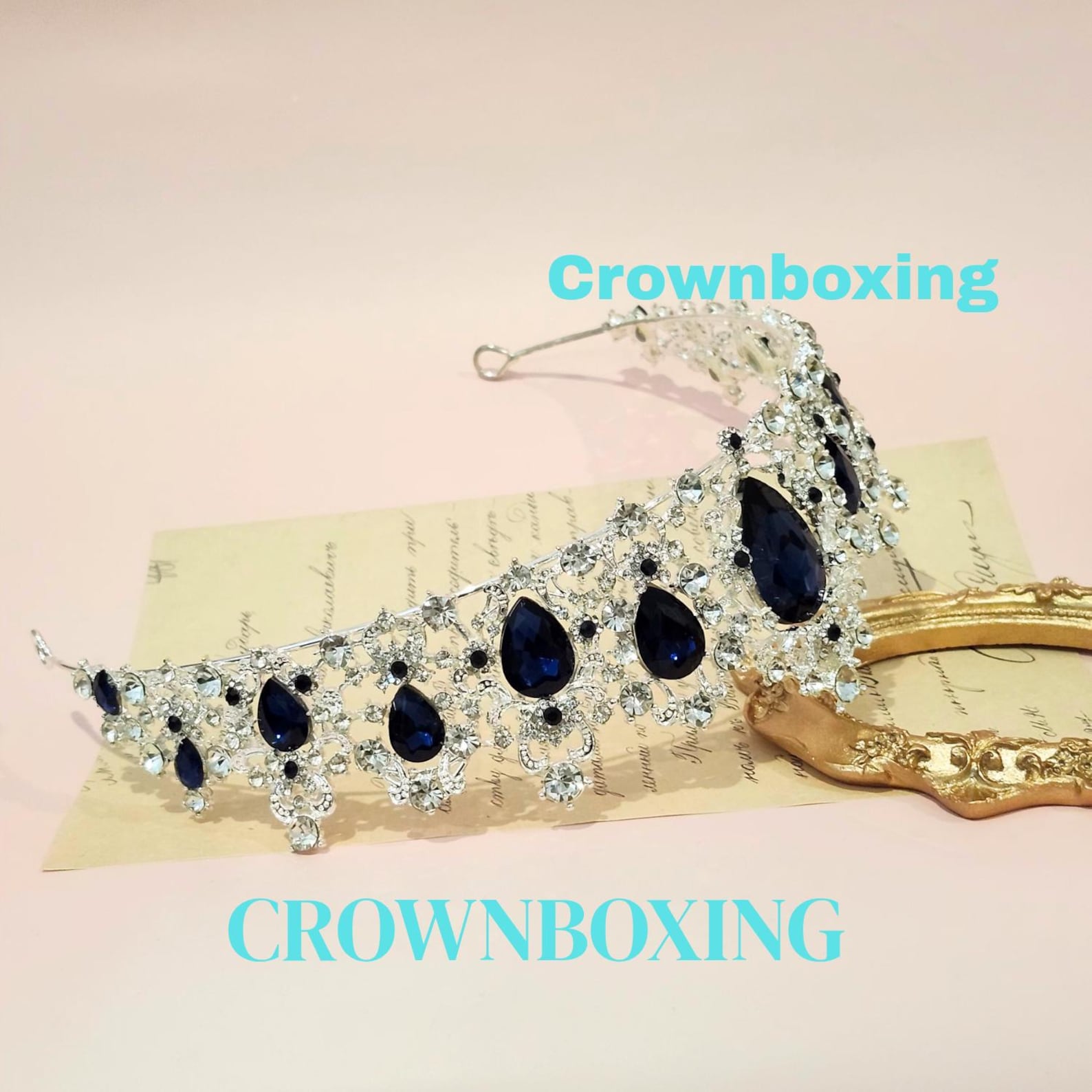 Vintage Blue Wedding Bride Tiara, Crystal Bridal Hairpiece, Royal Queen ...