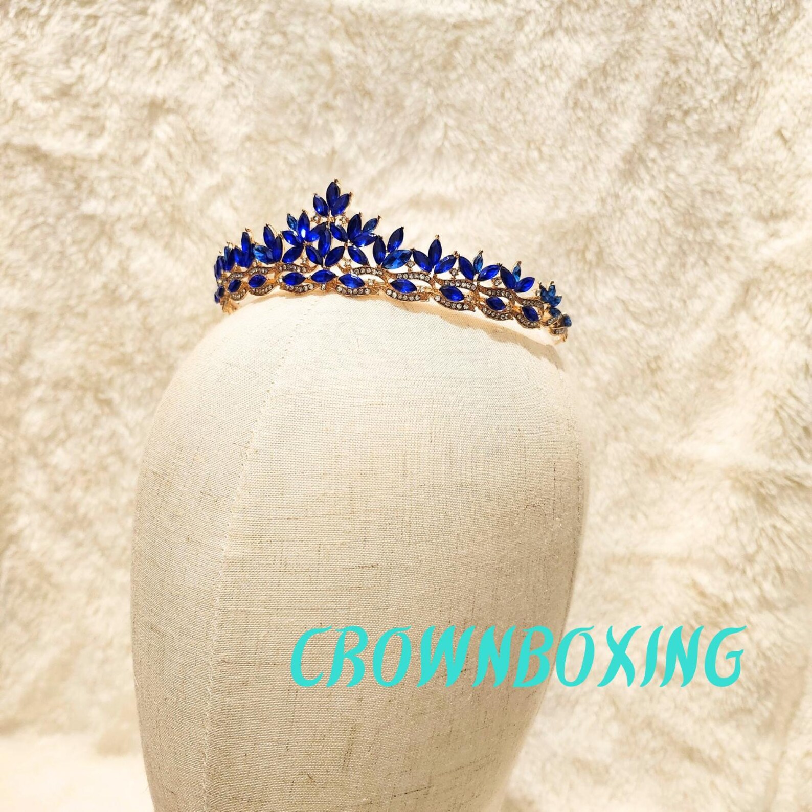Blue Opal Wedding Crown Princess Headpiece Headdress Crystal Bridal ...