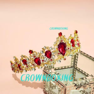 Red Tiara, Queen Red Crown,victorian Tiara, Bridal Headband, Princess ...