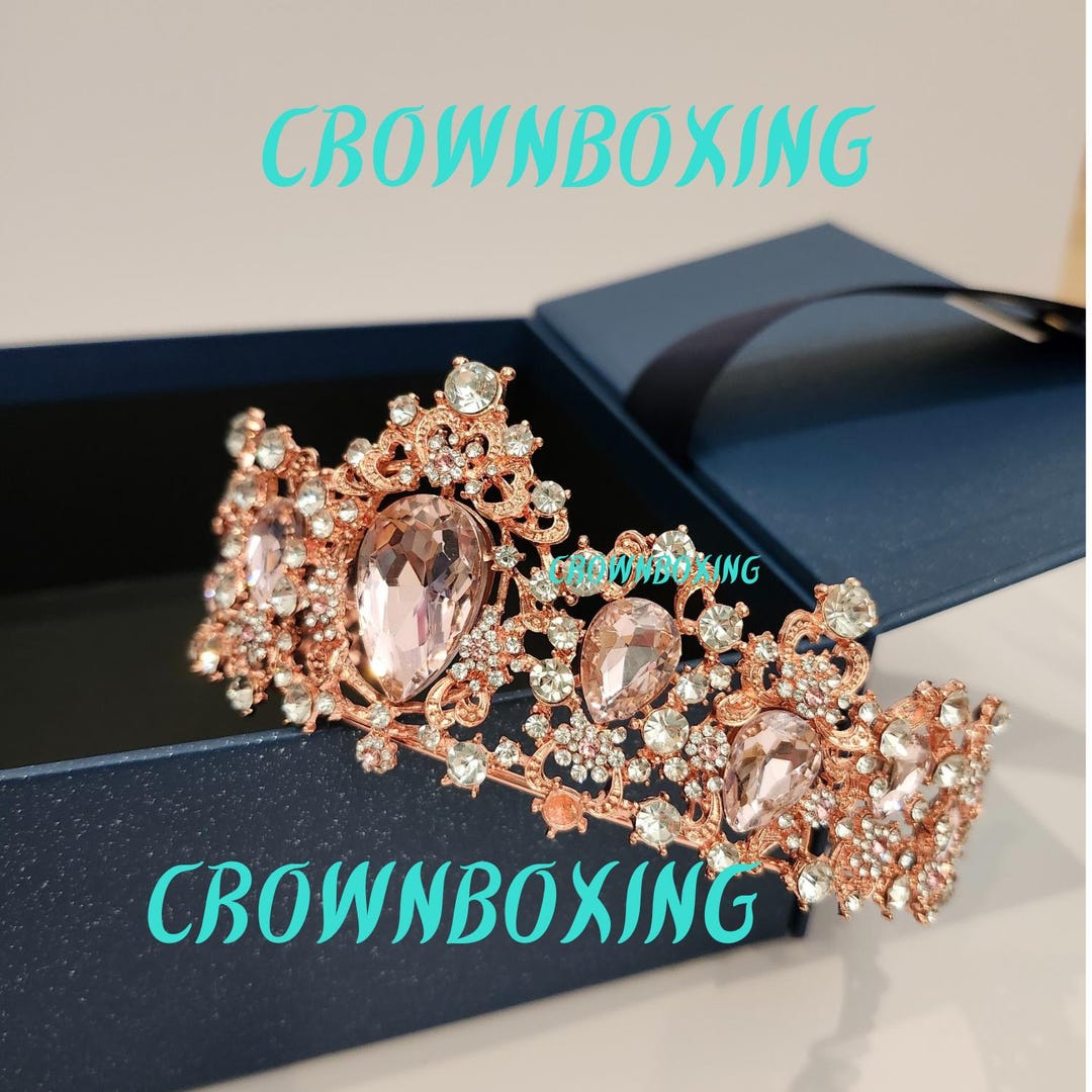 Pink Crystal Crown Tiara Wedding Prom Princess Diadem Bride Headdress ...