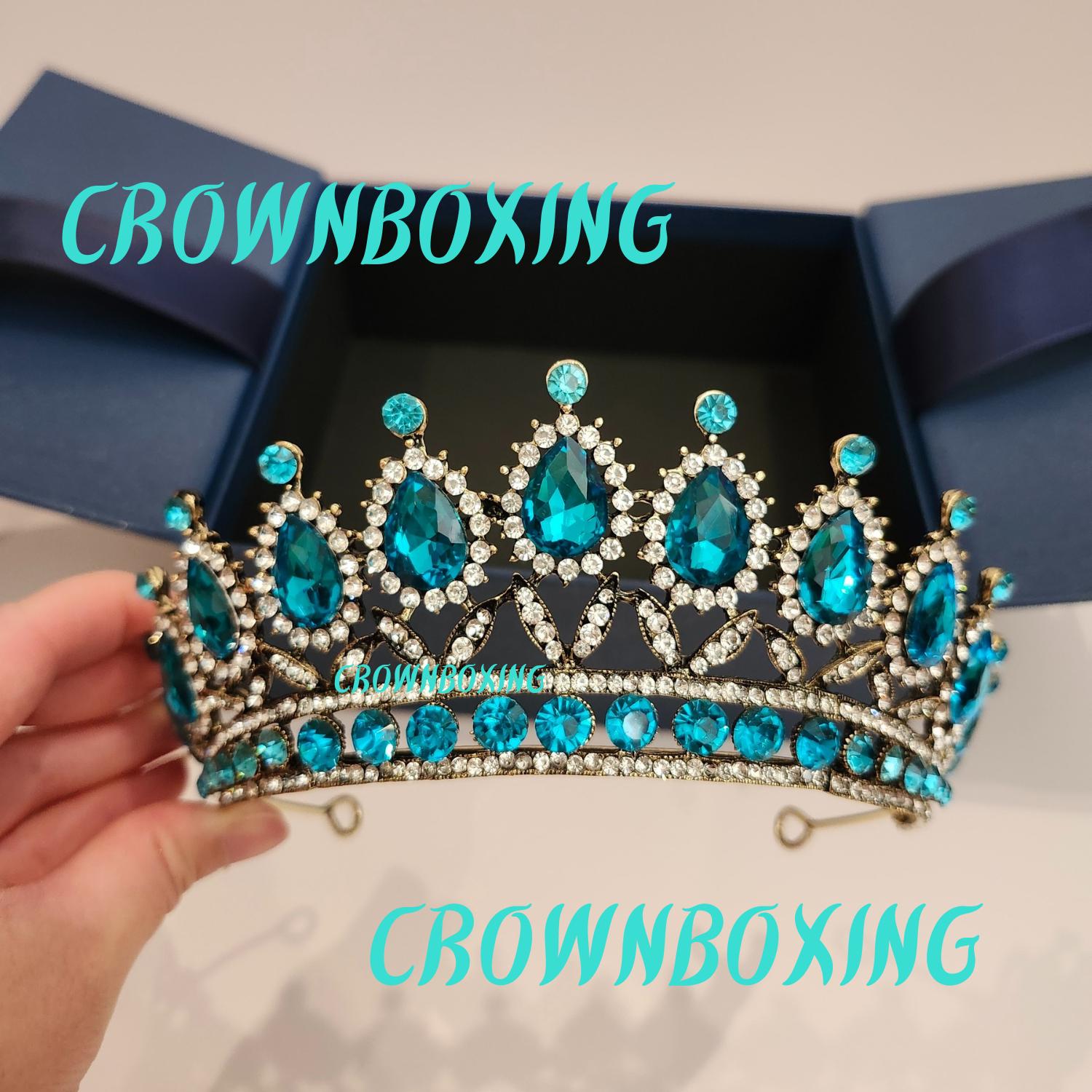 Blue Ocean Opal Tiara Crown for Women Bride Queen Princess Prom ...