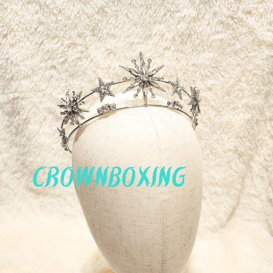 Wedding Star Crown Hair Jewelry Bridal Headpieces Rhinestone Silver ...