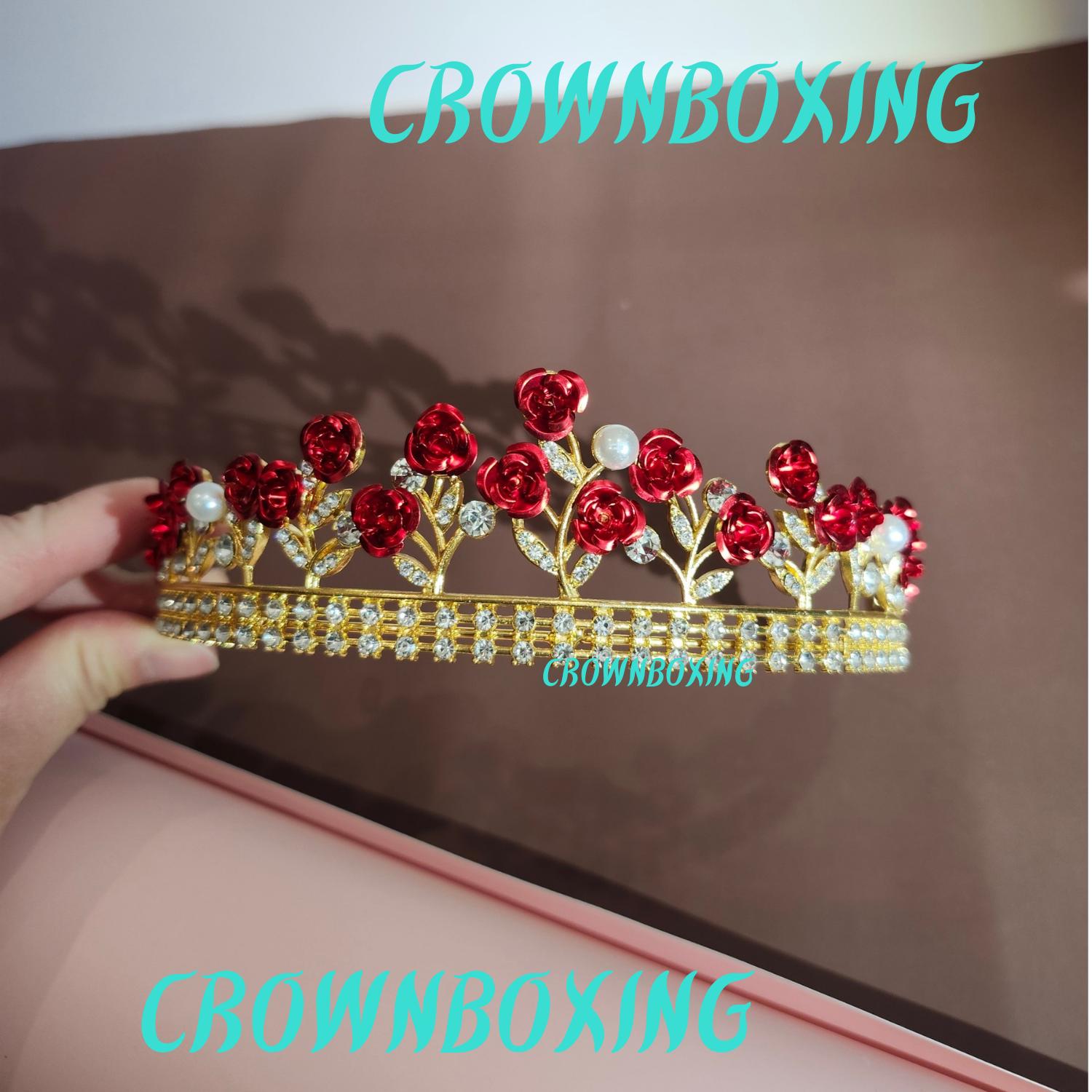 Red Crystal Tiara Romantic Princess Crown for Women Bride Queen ...