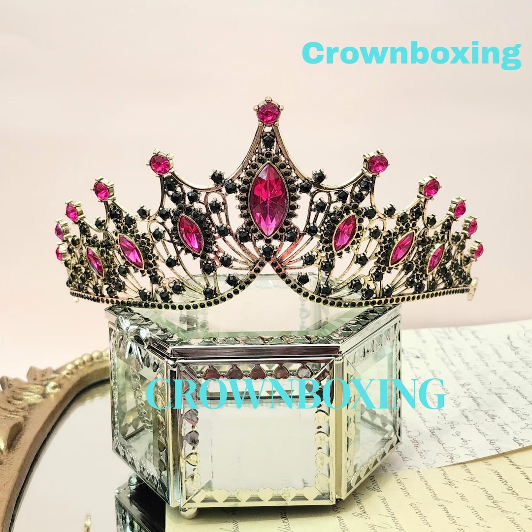 Simple Elegant Pink Bridal Tiara Baroque Crystal Vintage Bride Crown ...