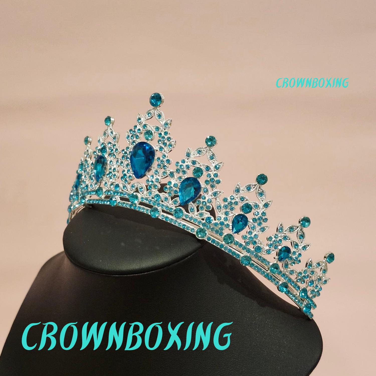 Blue Ocean Tiara Crowns Bridal Headpiece Rhinestone Headpiece Crystal ...