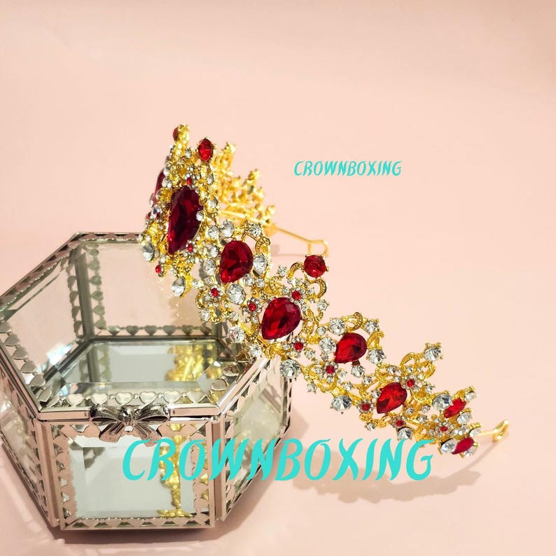 Red Tiara, Queen Red Crown,victorian Tiara, Bridal Headband, Princess ...