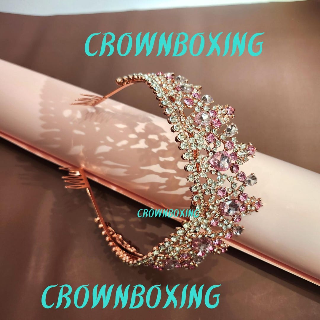 Pink Crystal Crown Tiara for Women Bride Queen Princess Quinceanera ...