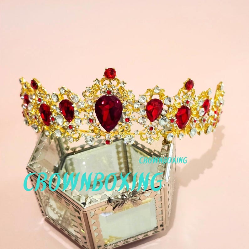 Red Tiara, Queen Red Crown,victorian Tiara, Bridal Headband, Princess ...