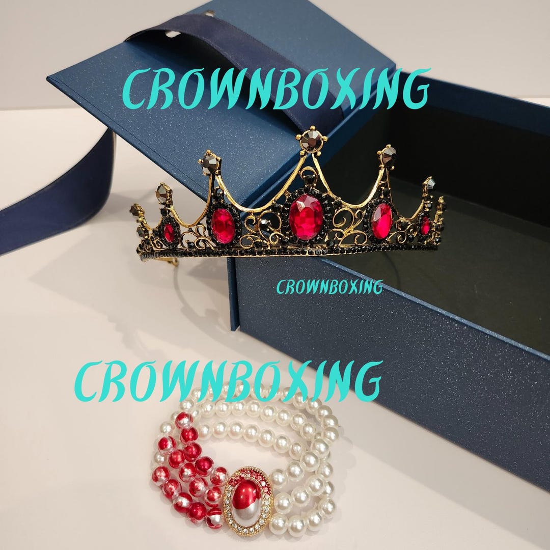 Red Baroque Tiara Bracelet Set, Wedding Headwear Rhinestone Tiara Crown ...