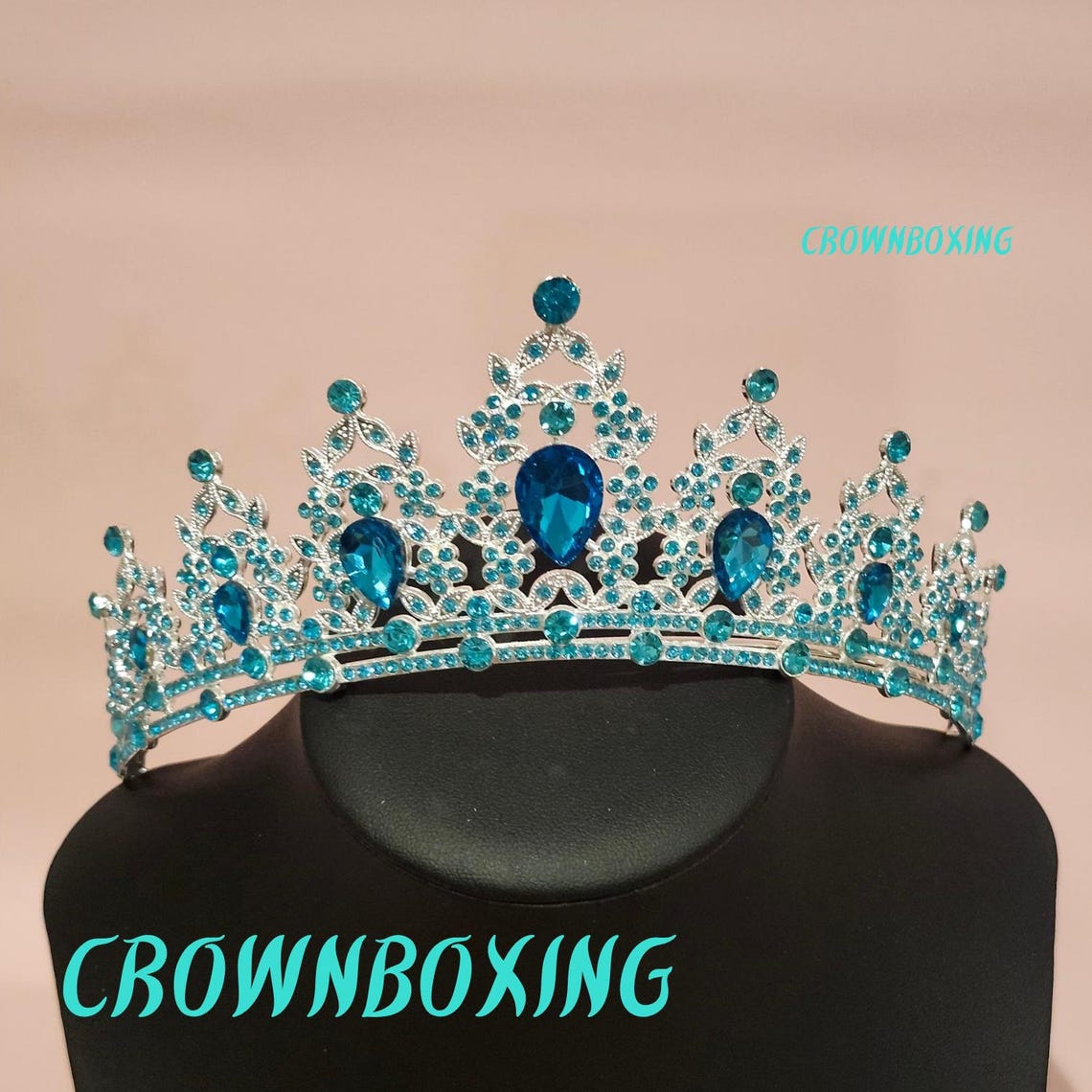 Blue Ocean Tiara Crowns Bridal Headpiece Rhinestone Headpiece Crystal ...