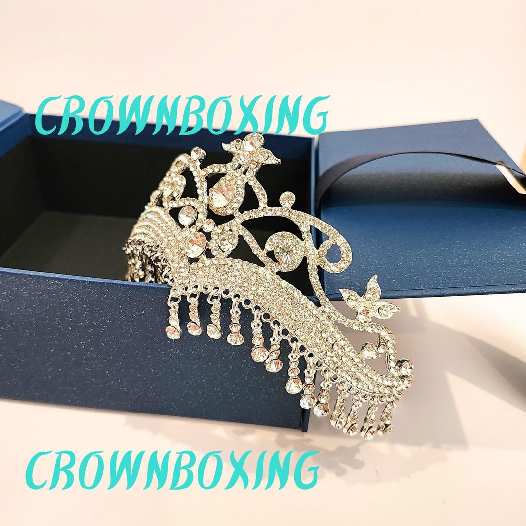 Silver Crown, Bridal Crown, Tear Drop Crystal Wedding Tiara Headband ...