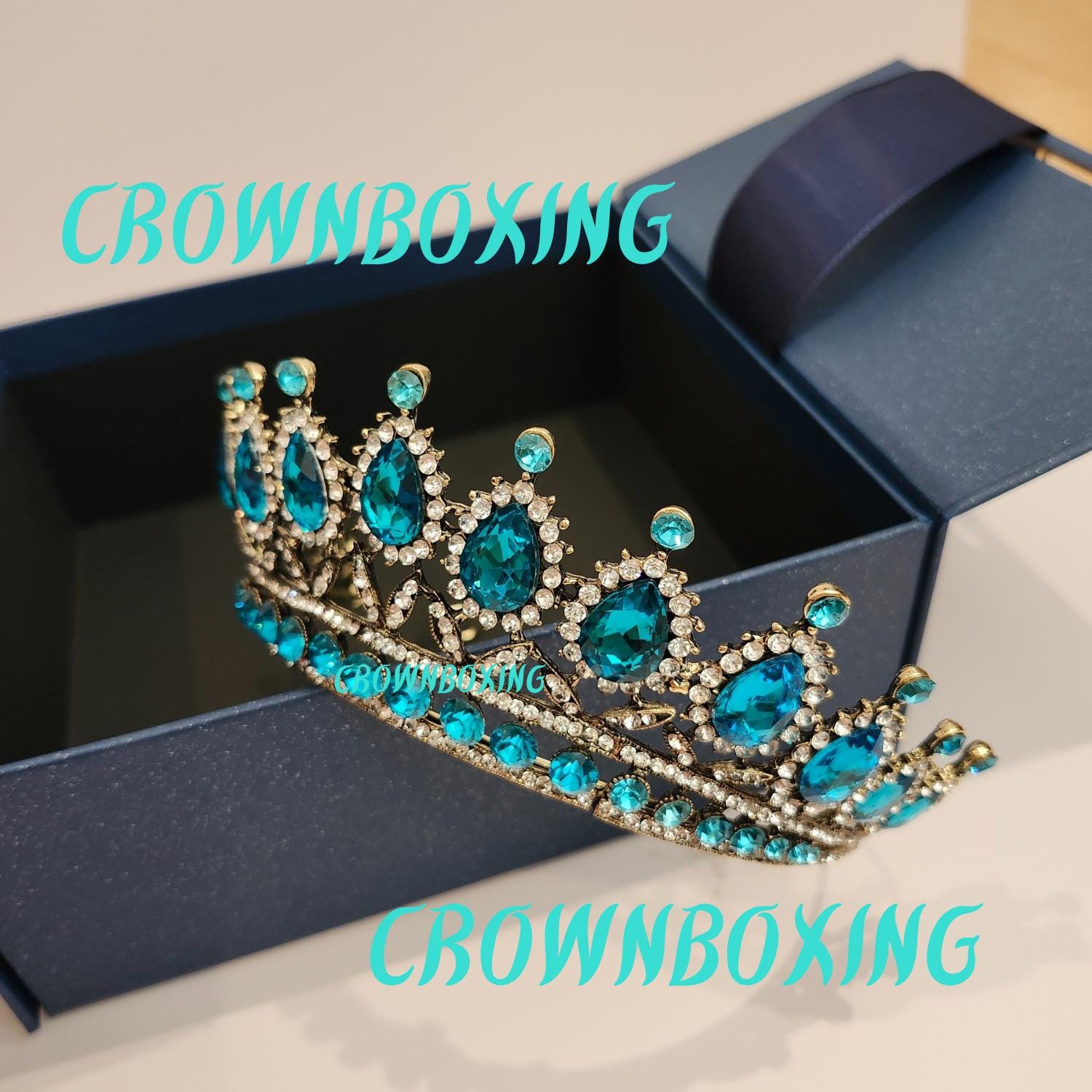 Blue Ocean Opal Tiara Crown for Women Bride Queen Princess Prom ...