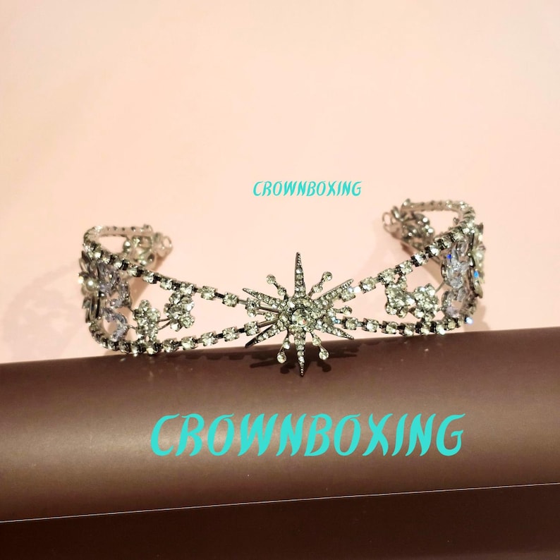 Silver Star Tiara, Quinceanera Queen Crystal Headpiece, Wedding Floral ...