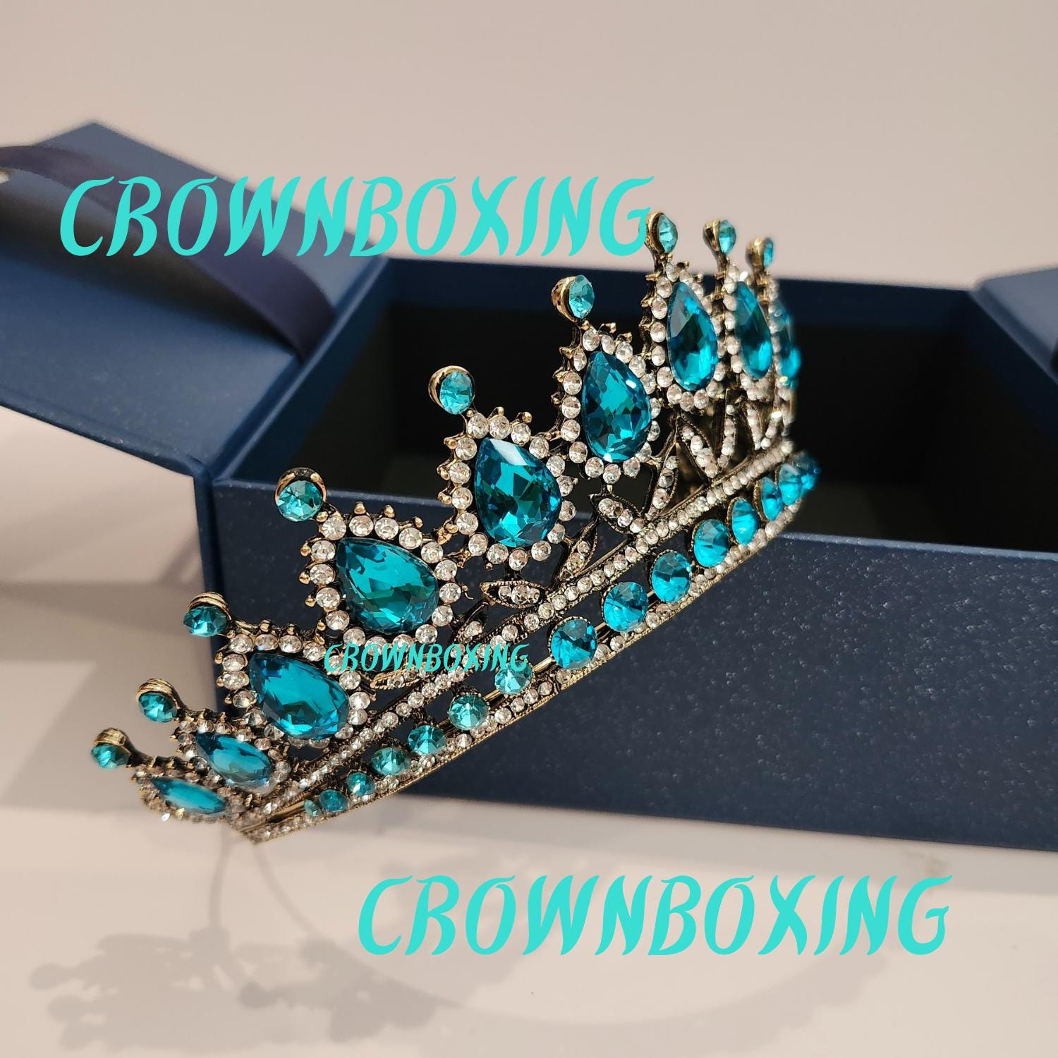 Blue Ocean Opal Tiara Crown for Women Bride Queen Princess Prom ...