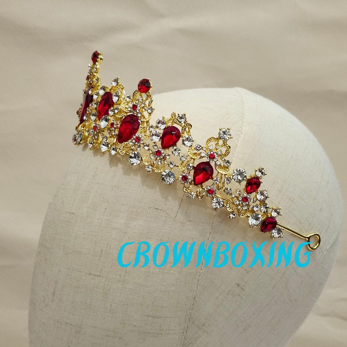Red Crystal Tiara Wedding Crown Hair Accessory Baroque Bridal ...