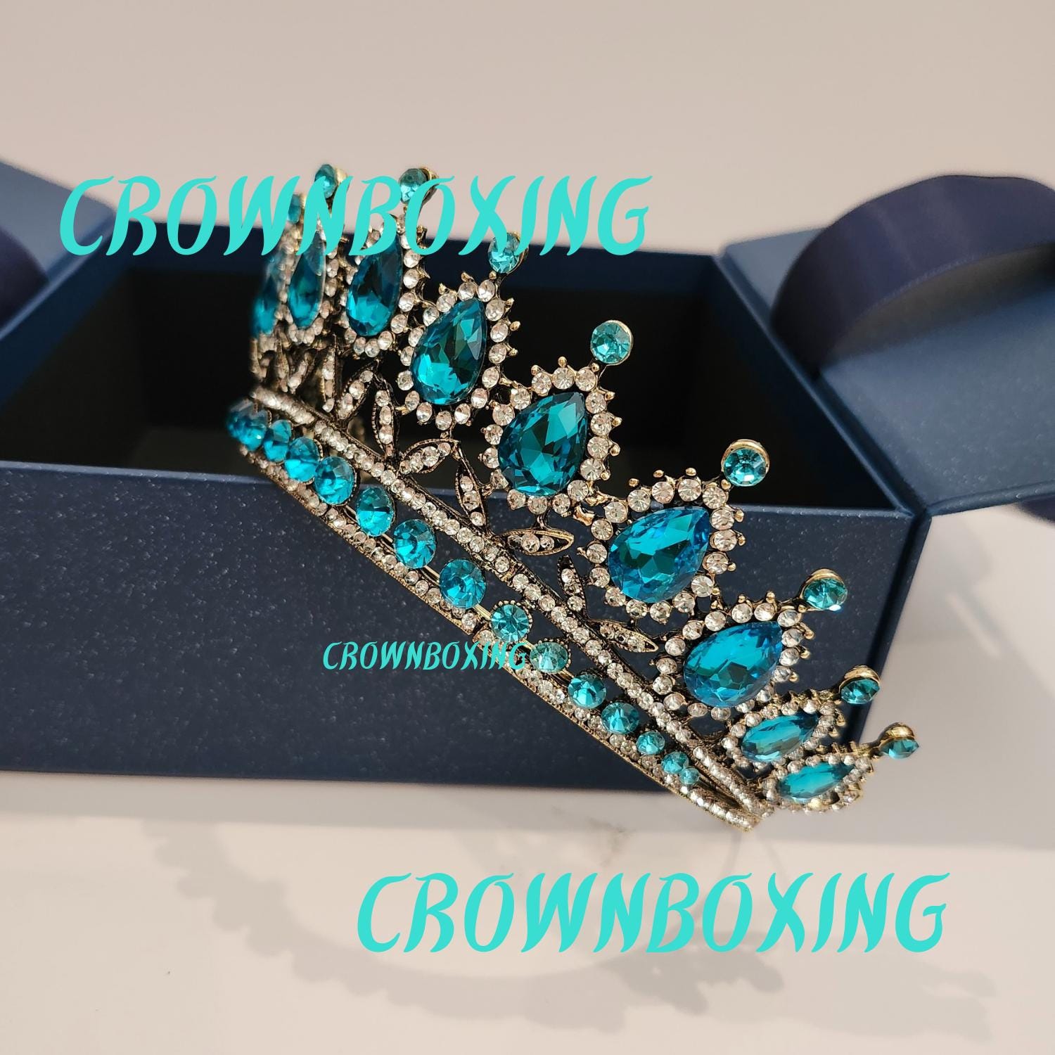 Blue Ocean Opal Tiara Crown for Women Bride Queen Princess Prom ...