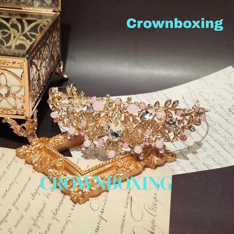 Pink Floral Crystal Princess Tiara Crown, Bridal Sweet 16th Tiara ...