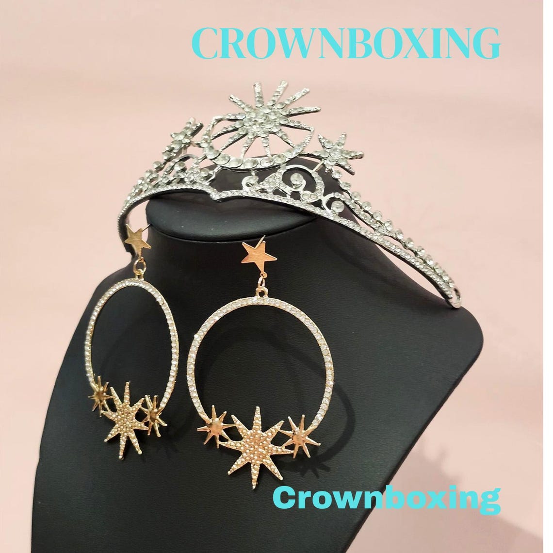 Silver Star Tiara Crown Crystal Wedding Headpiece Rhinestones Pageant ...