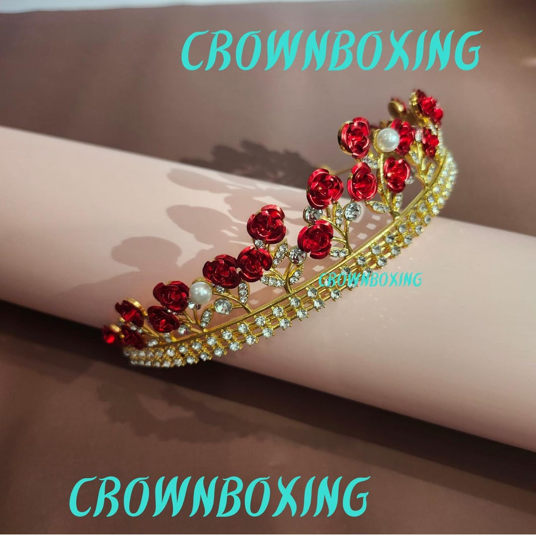 Red Crystal Tiara Romantic Princess Crown for Women Bride Queen ...
