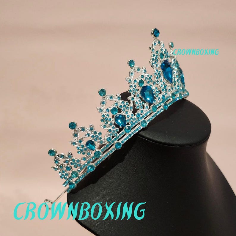 Blue Ocean Tiara Crowns Bridal Headpiece Rhinestone Headpiece Crystal ...
