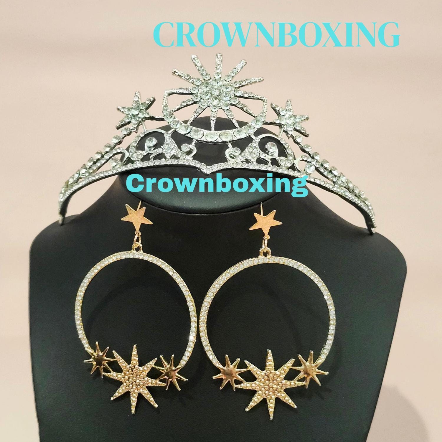 Silver Star Tiara Crown Crystal Wedding Headpiece Rhinestones Pageant ...